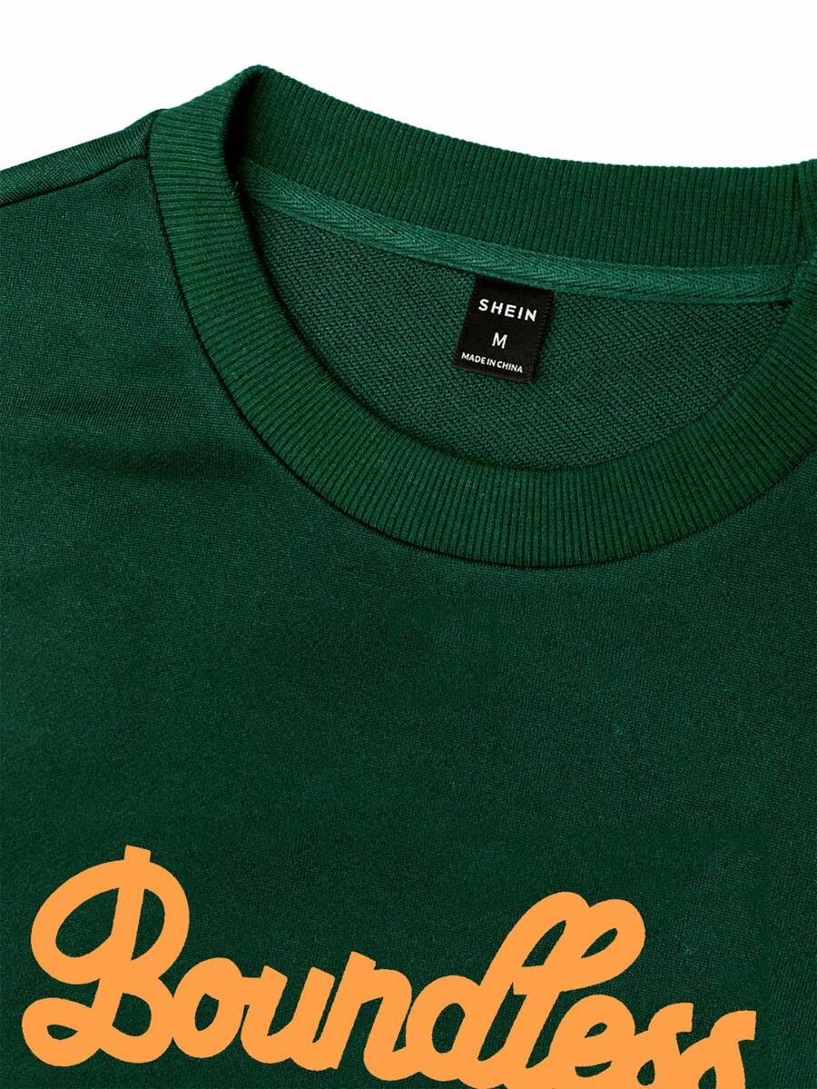 Claim Dot Men's Letter Print Round Neck Long Sleeve Casual Tops – cozylix